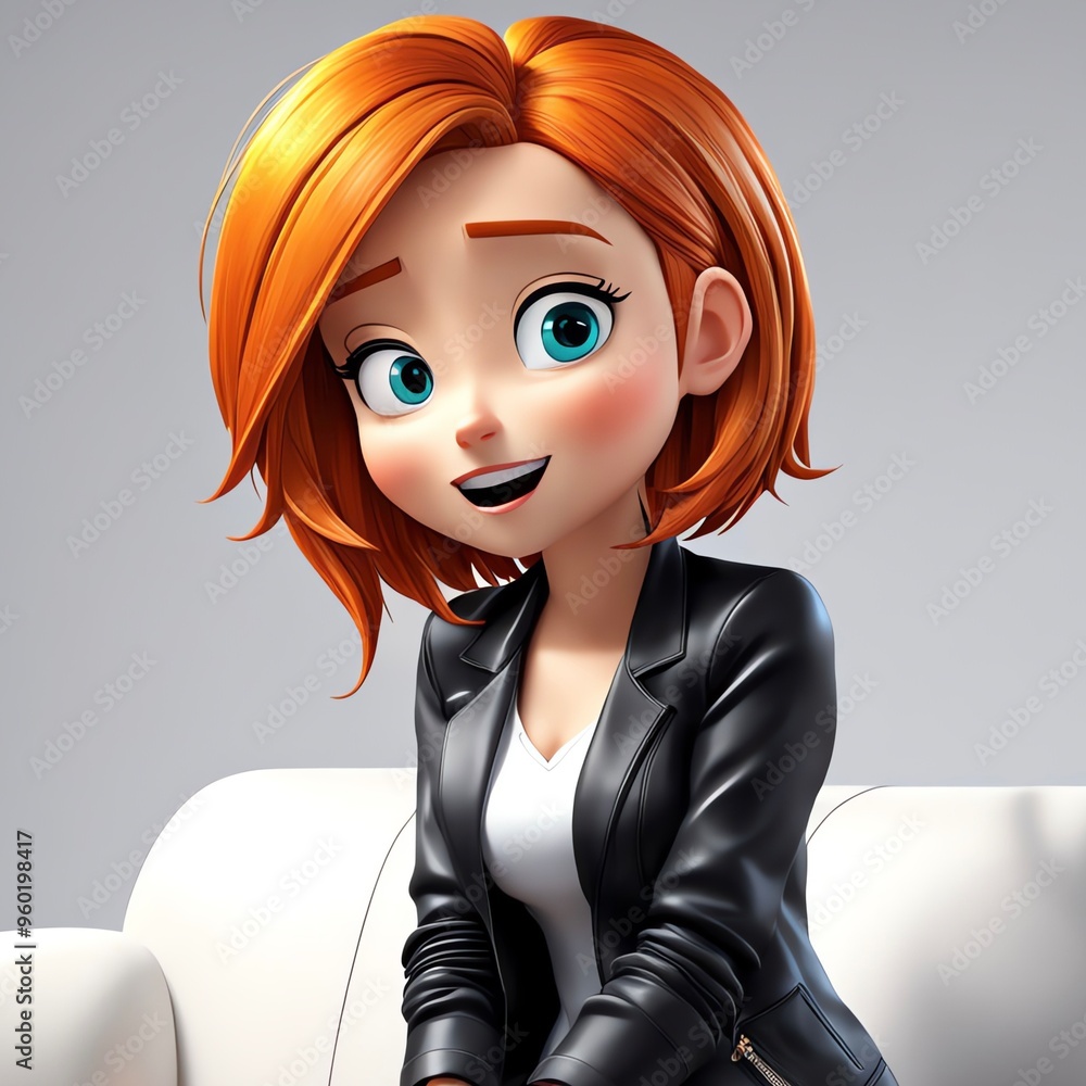 Realistic 3D image of an animated girl character looking perplexed. In ...