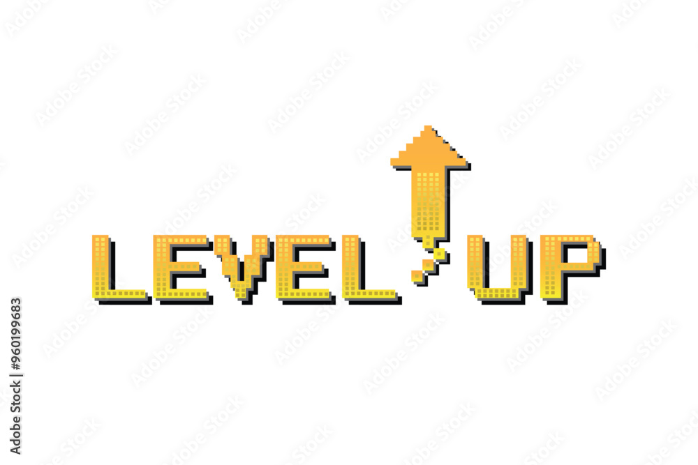 LEVEL UP icon pixel art .8 bit game. retro game. for game assets in ...