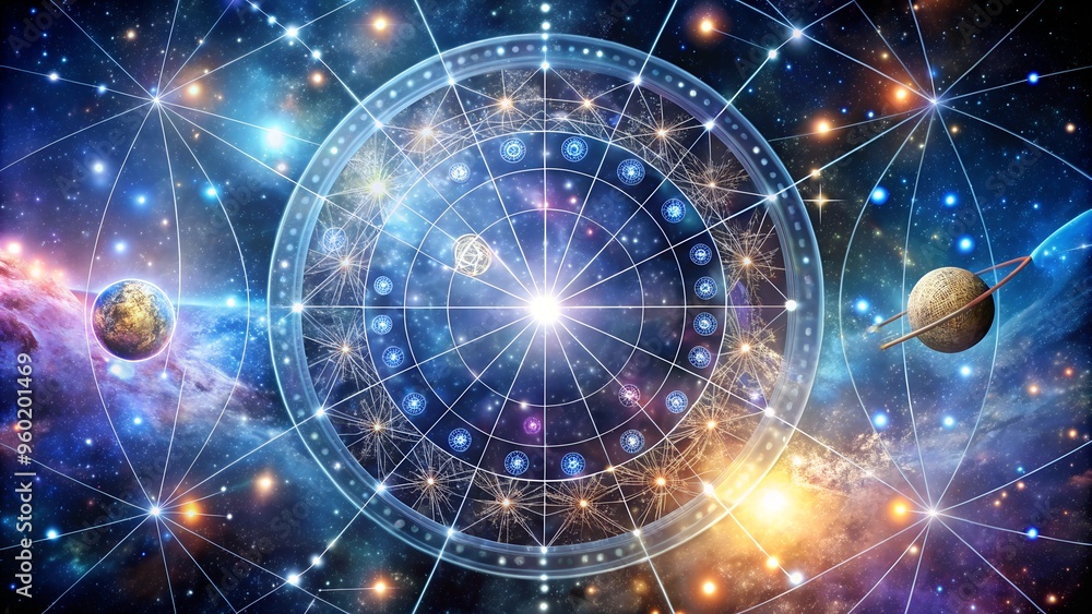 Cosmic Star Chart with Sacred Symbols and Constellations for Akashic ...