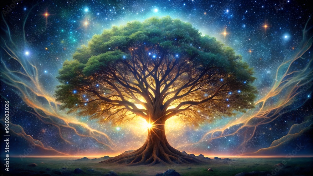 Sacred Spiritual Tree of Starlight Representing Soul Memories. Perfect ...