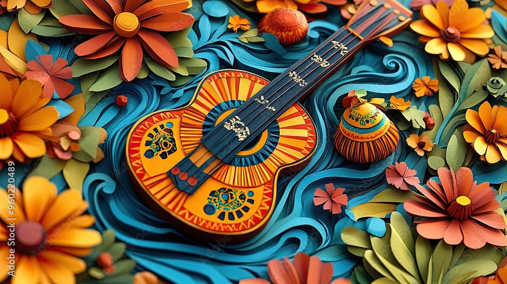 37. A 3D paper art representation of Mexican traditional music ...