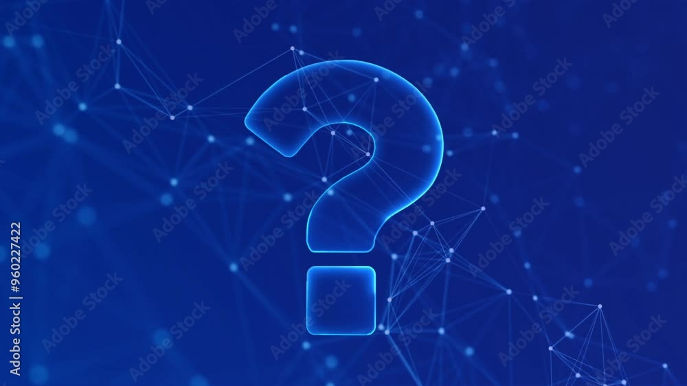 Futuristic glowing question mark with plexus lines and glitter ...