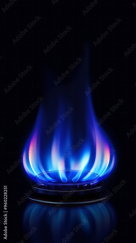 High quality background with flames of blue natural gas from a gas ...