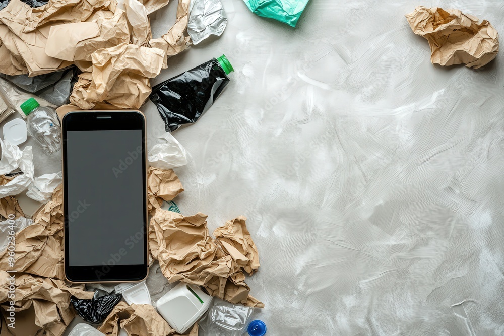 Simple AI-driven waste reduction app on a smartphone, minimalistic ...