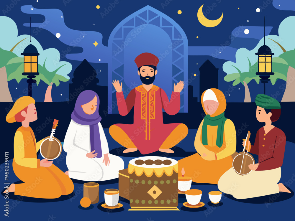 Mehfil-e sama or qawwali Night concept, gathering for spiritual ...