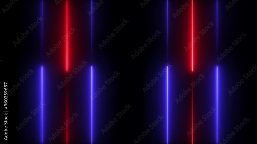 Neon Light Glowing Red and blue Color Seamless animation on black ...