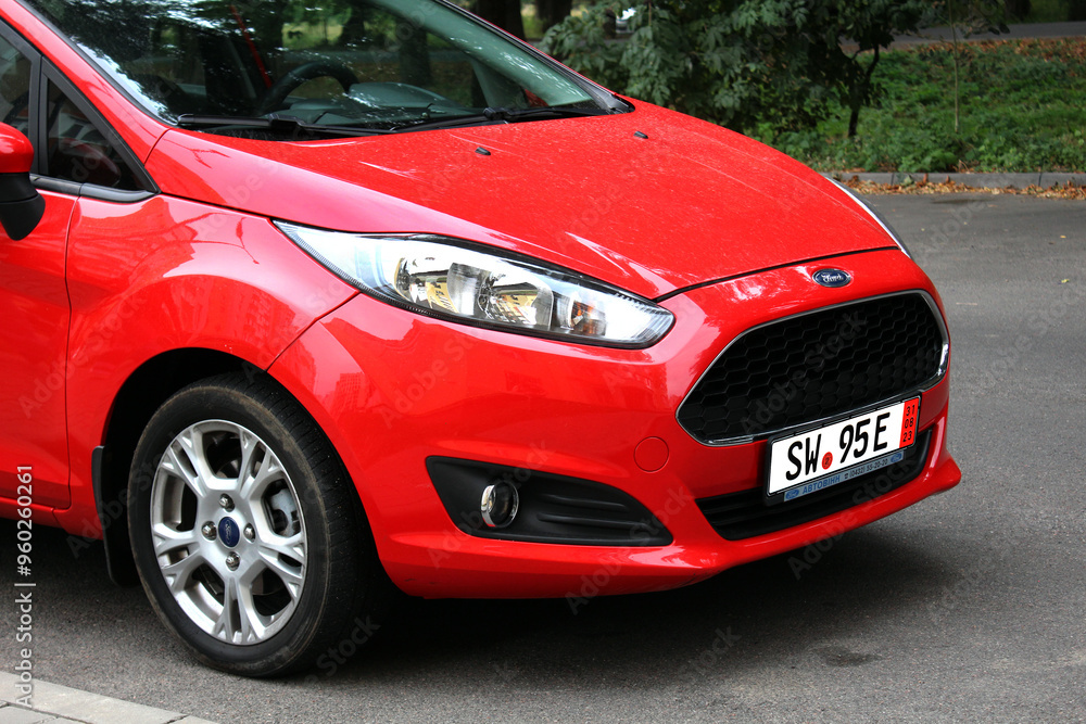 Vinnytsia, Ukraine; September 04, 2024. Red Ford Fiesta front of the ...