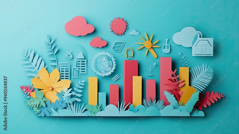 20. A highly detailed 3D paper cut art scene of a business plan ...