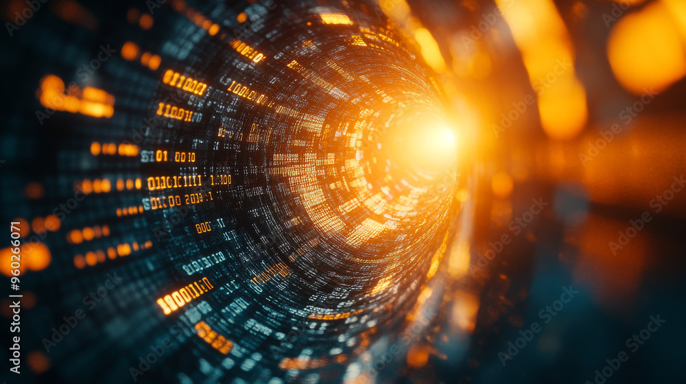 Technology background with binary code flowing through a vortex ... Technology background with binary code flowing through a vortex ...