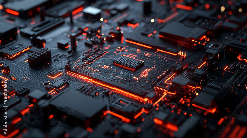 Technology background featuring an abstract computer motherboard. Ideal ...