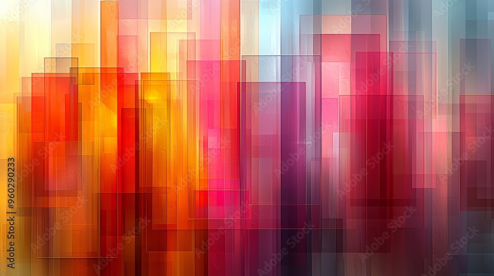 Colorful abstract geometric shapes blending together in vibrant hues ...