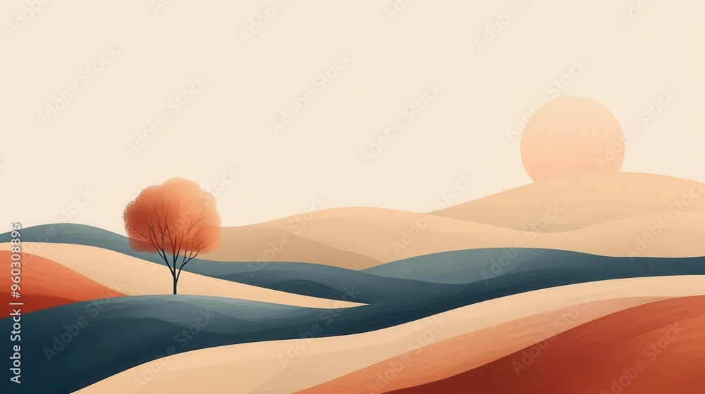 Grounded abstract landscape with earthy gradients, natural textures ...
