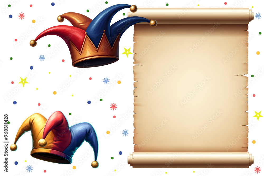 A carnival background for german carnival, with jester's caps and a ...