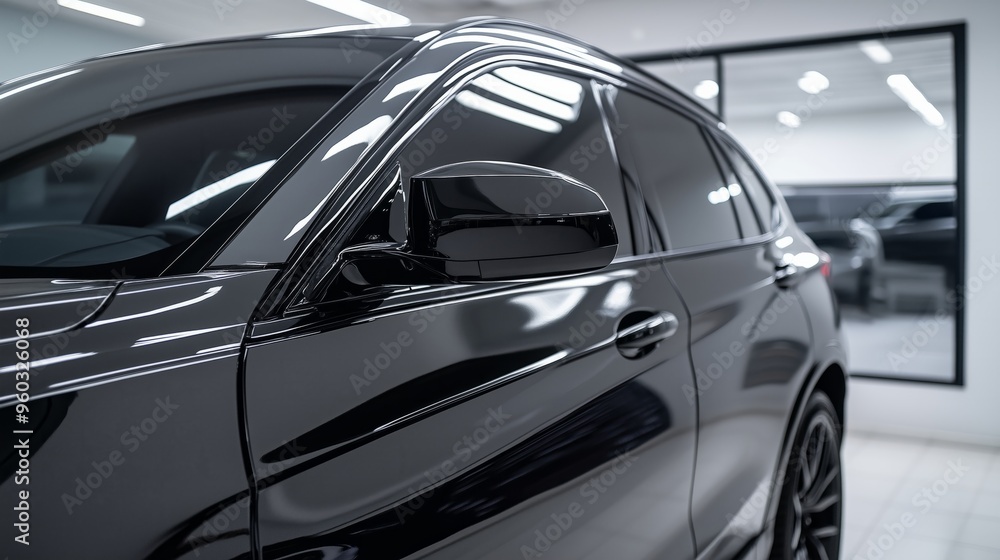 Side view of car window tint, ceramic film provides heat rejection and ...
