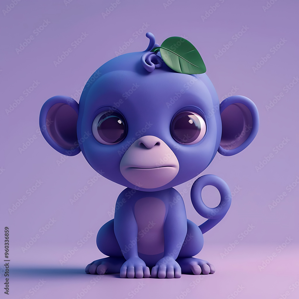 Blue Monkey Cartoon Character: A charming and adorable 3D rendered ...