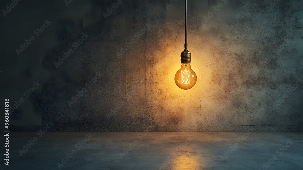 Photo & Art Print Turn on the light: A single illuminated lightbulb ...