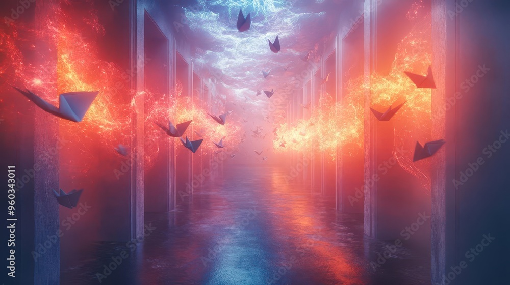 diverse students brainwaves visualized as intertwining colored light ...