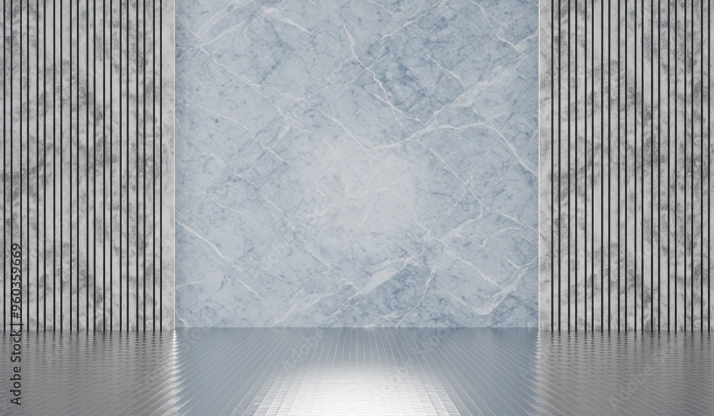 Room, marble floor and wall, backdrop, background, wooden slat wall ...