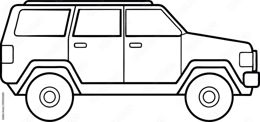 Simple Outline of an SUV Car for Coloring and Design Projects Stock ...