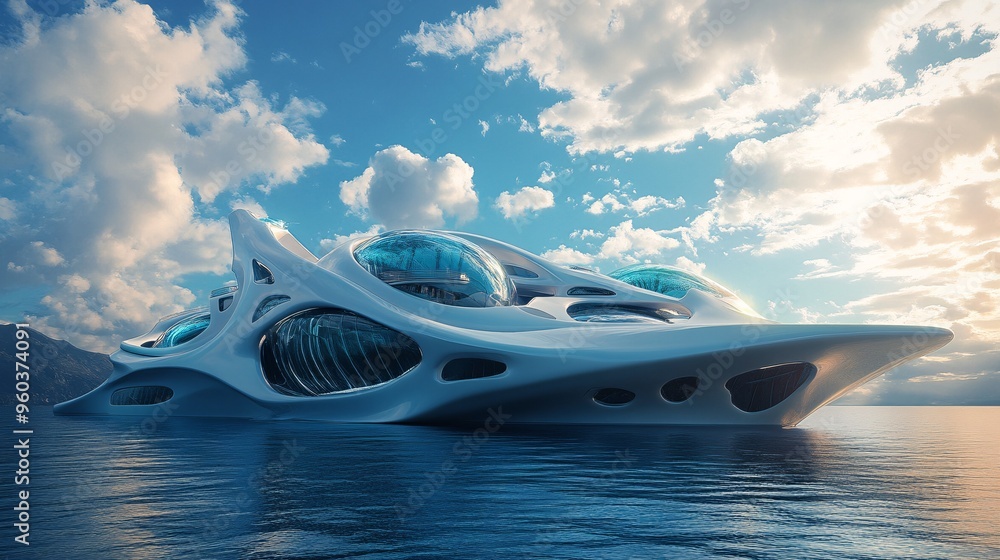 Conceptual luxury yacht in a parallel universe with alien design ...