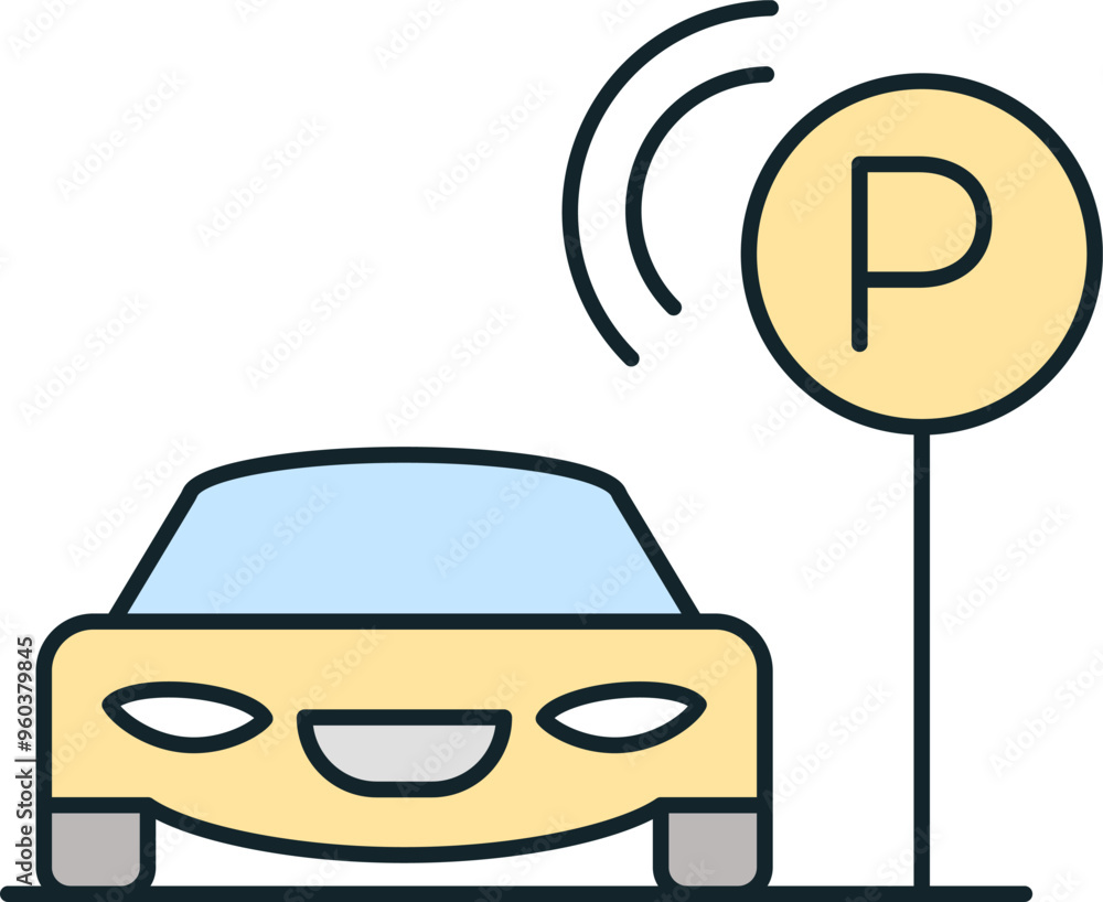 Smart city parking icon showing car parking using wireless signal Stock ...