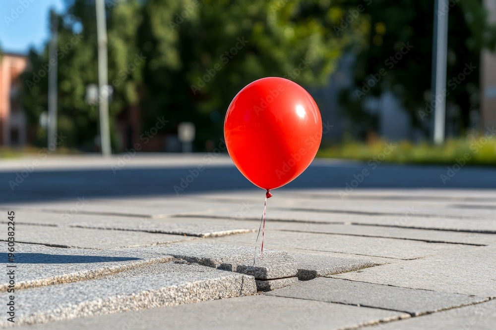 Deflated balloon, symbolic gesture, the passing of time serves as a ...