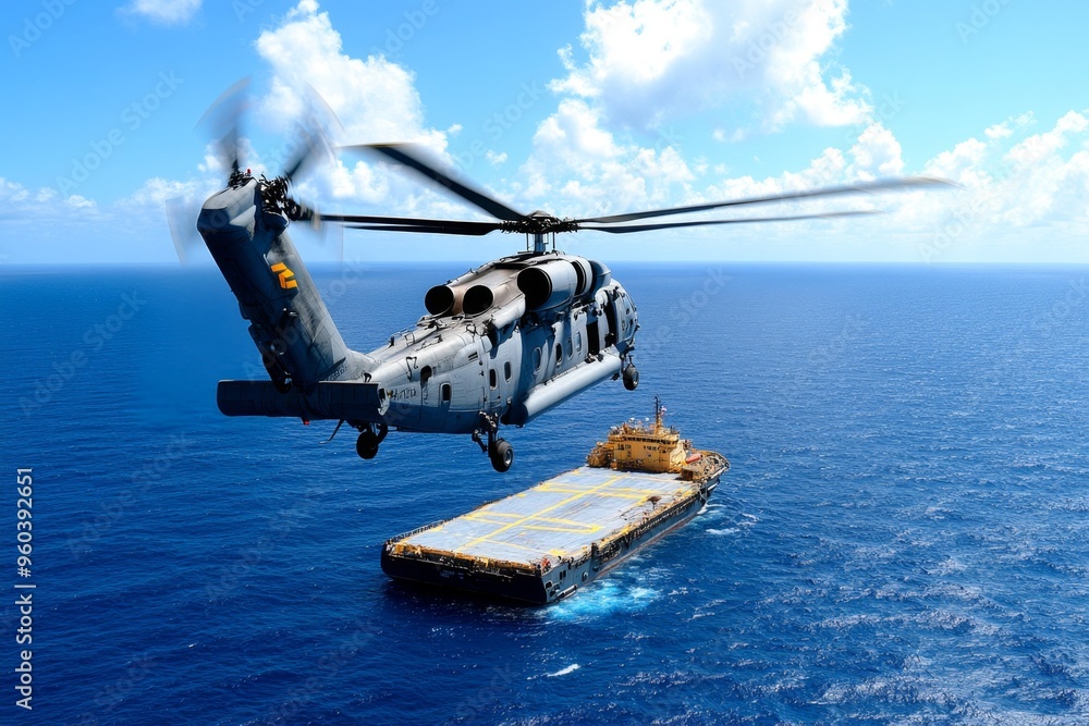 Plakát Military helicopters, amphibious operations, supporting marine ...