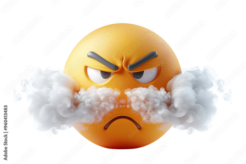 Angry cartoon emoji with fuming cheeks, expressing frustration and ...