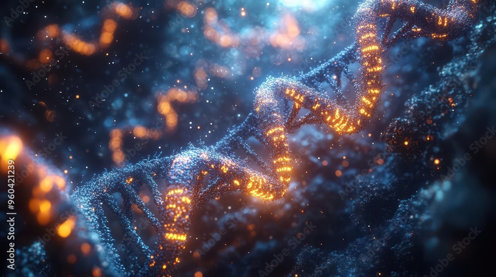 genetic blueprint 3d visualization of dna helices and protein sequences ...