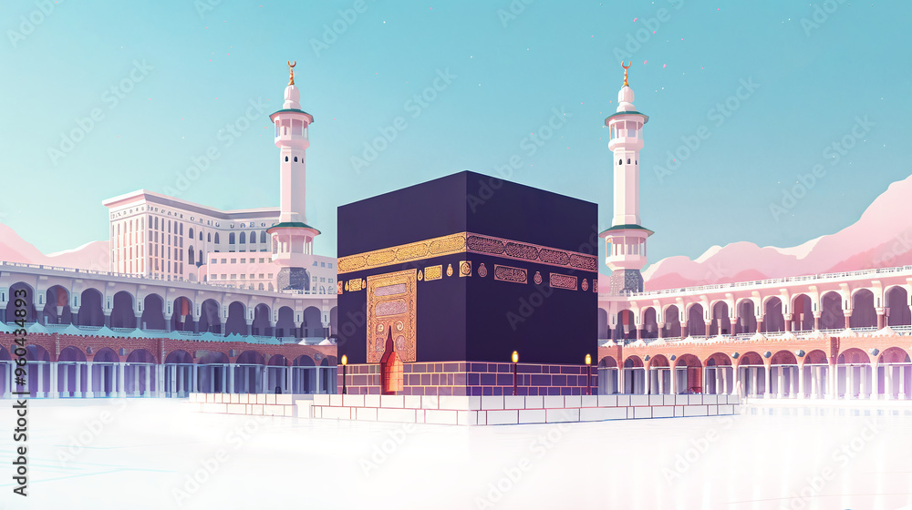 illustration of kaaba Mecca Saudi Arabia, holy mosque, hajj, Eid Adha ...