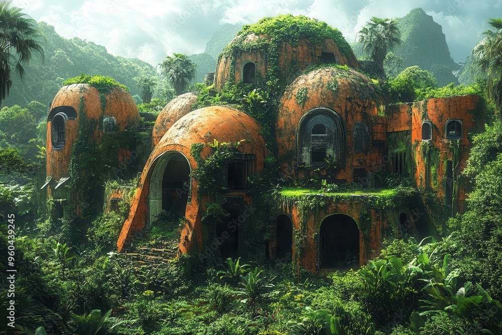 futuristic african tribal building in postapocalyptic setting blend of ...