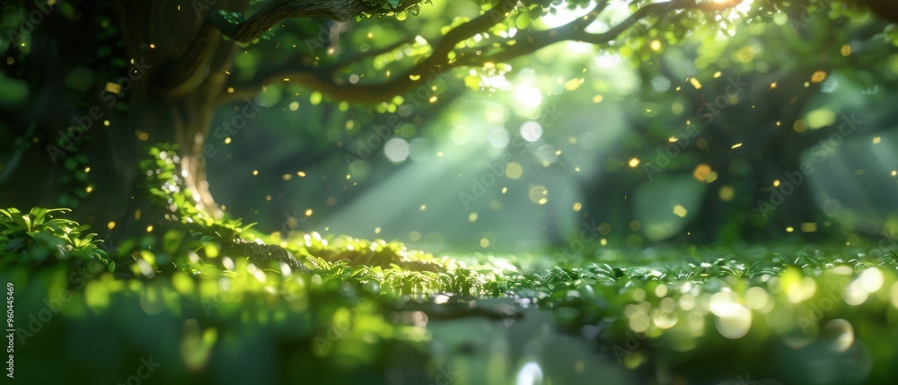 Enchanted Forest Glade with Radiant Light - 3D Digital Art Background ...