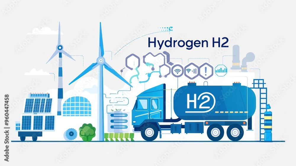 Isometric Hydrogen energy car. Alternative energy and zero emission. Hydrogen powered ...