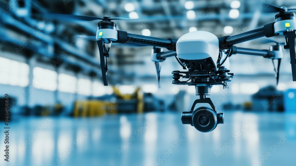 Robotic surveillance drones patrolling a high-security facility ...