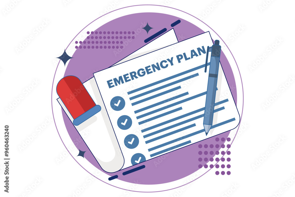 Business emergency plan concept, disaster checklist, business ...