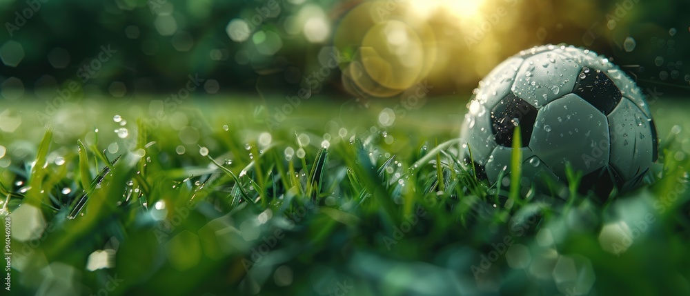 Soccer Ball on Lush Green Football Field in 8k UHD Resolution Stock ...