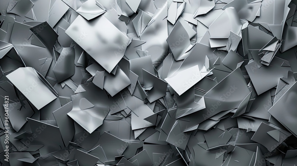 Cubist wallpaper with fragmented gray planes and irregular shapes ...