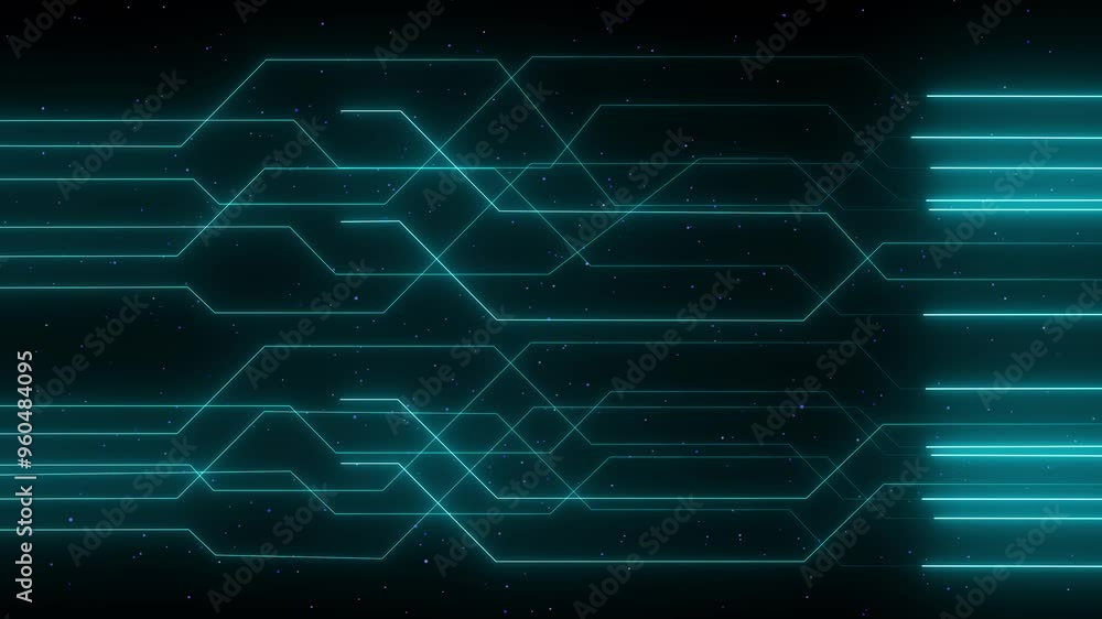 Futuristic Motherboard Circuit Digital Data moving on Circuit loop ...