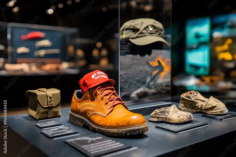 History museum exhibit on World War II with uniforms and military ...