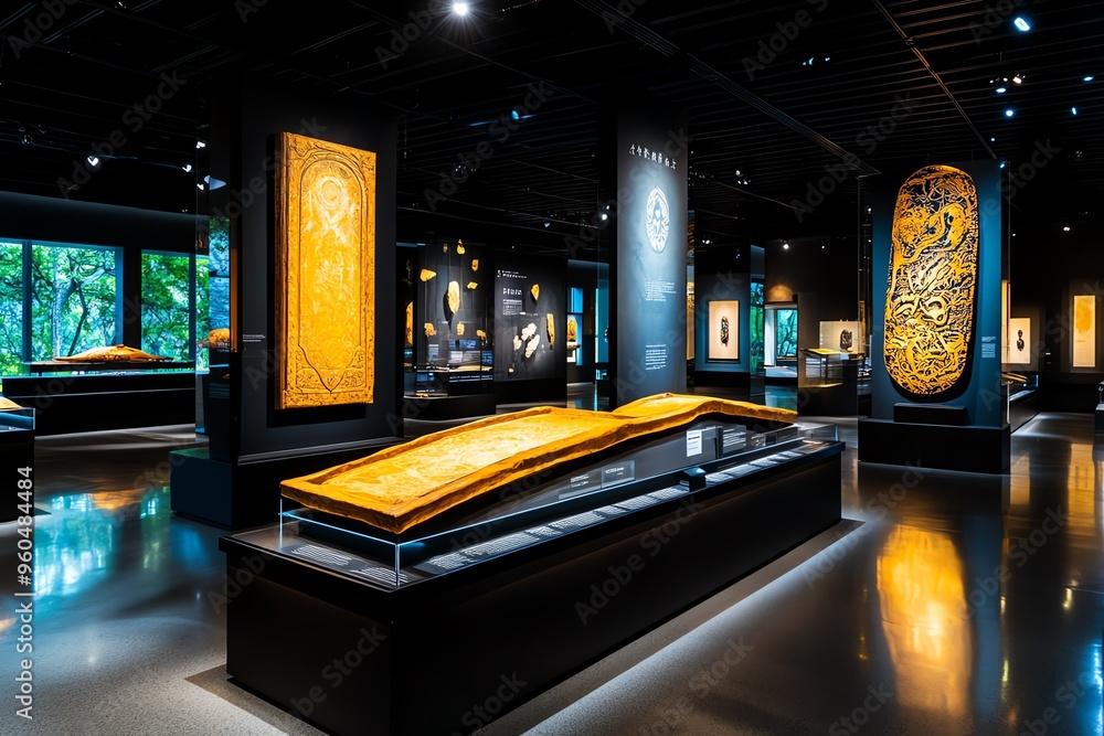 History museum exhibit featuring historical documents and manuscripts ...