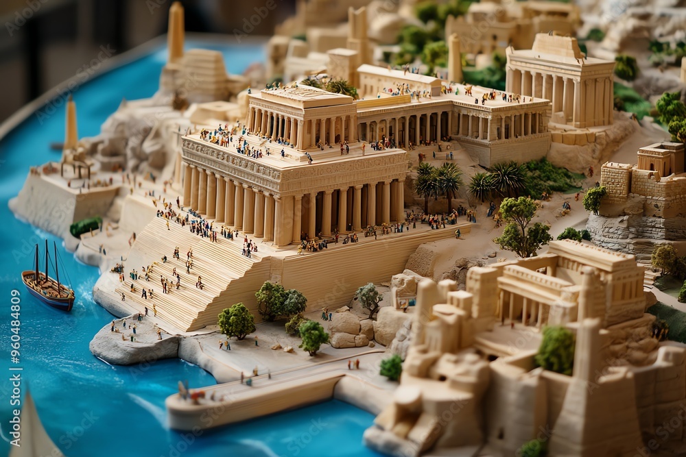 History museum exhibit on ancient civilizations with detailed dioramas ...
