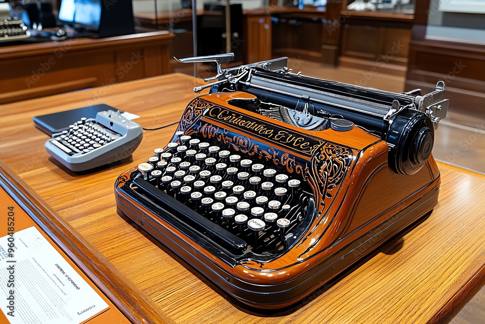 History museum exhibit on the history of communication with early ...