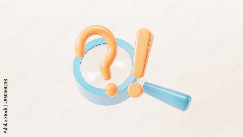 Cartoon question mark and exclamation point, chat mark, 3d rendering ...