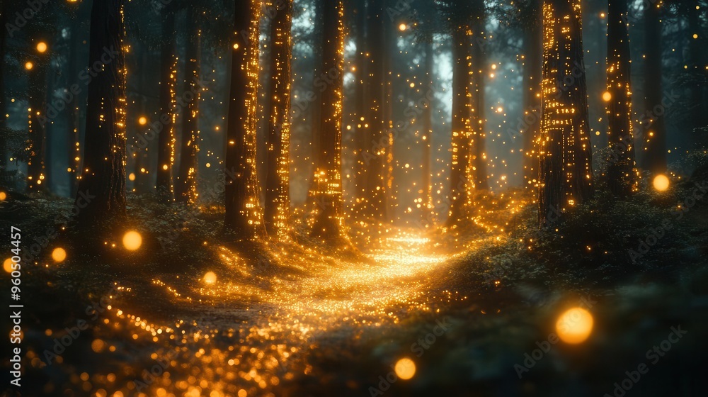 quantum computer core visualized as ethereal forest of light ...