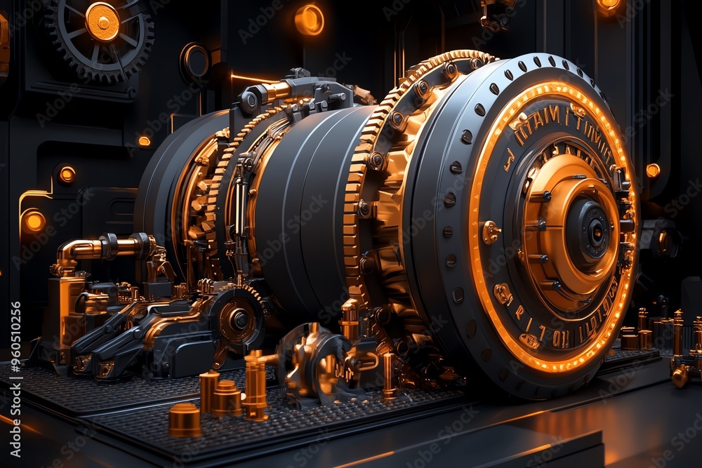 History museum exhibit on the Industrial Revolution with machinery and ...