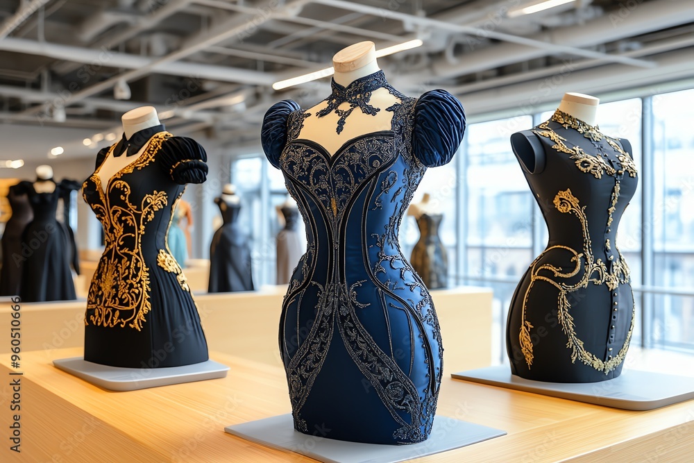 History museum exhibit on the history of fashion with garments from ...