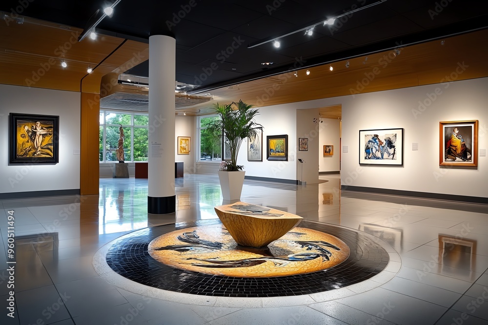 History museum gallery with a focus on art history and famous artists ...