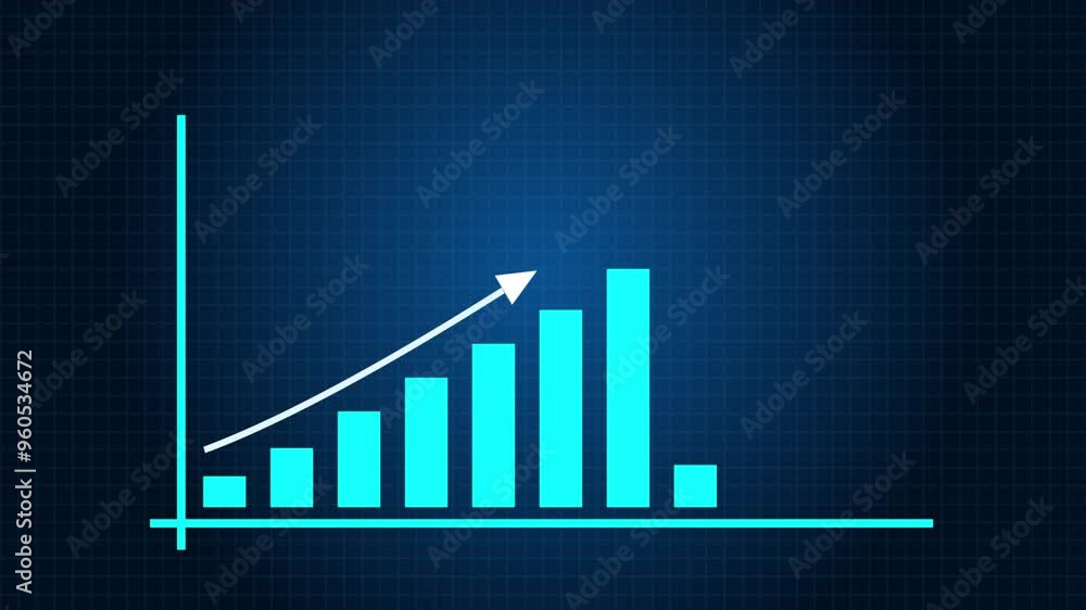 Business graph icon animated. Up arrow on flip chart, chart board ...