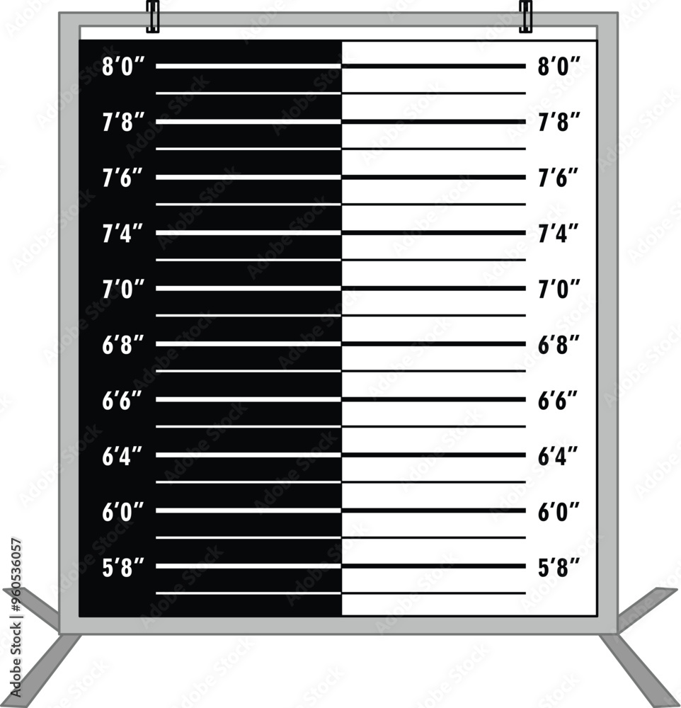 Blank police lineup or mugshot background with height chart is ready ...