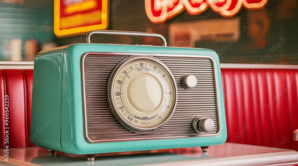Old-fashioned bakelite radio with large circular dial, displayed in a ...